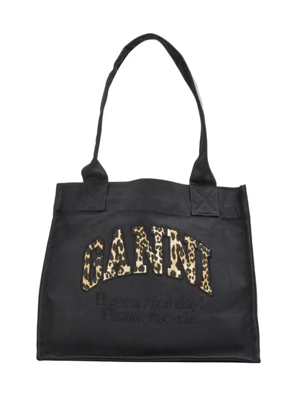 GANNI Logo Tote Bag - Black