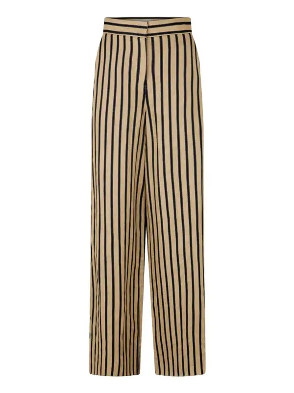 Max Mara Striped Palazzo Trousers - Nude