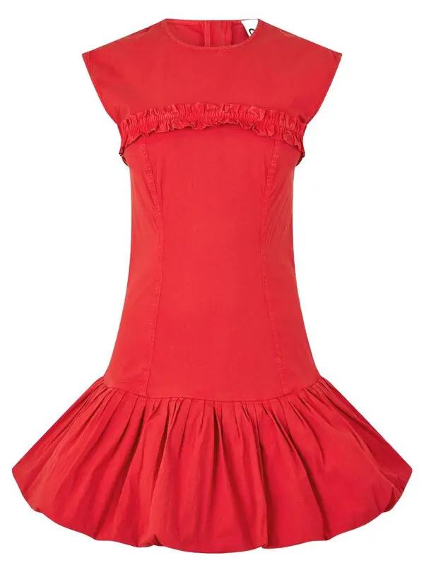 GANNI Ruffled Mini Dress - Red
