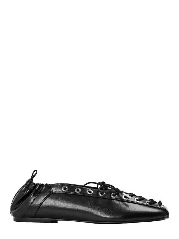 GANNI Lace Up Ballet Pumps - Black