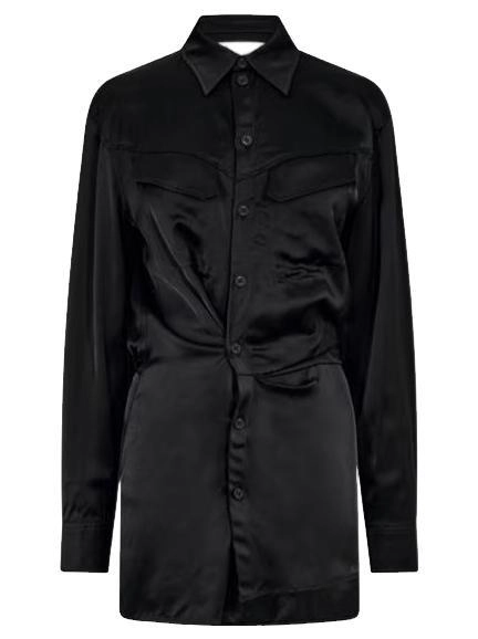 Off-White Twisted Shirt Dress - Black