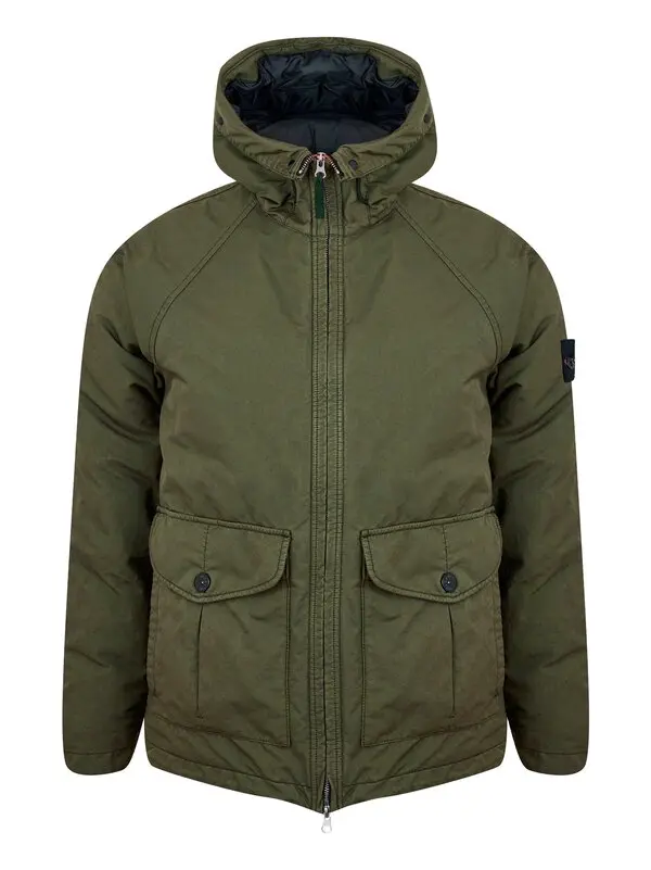 Stone Island Hooded Down Jacket - Green