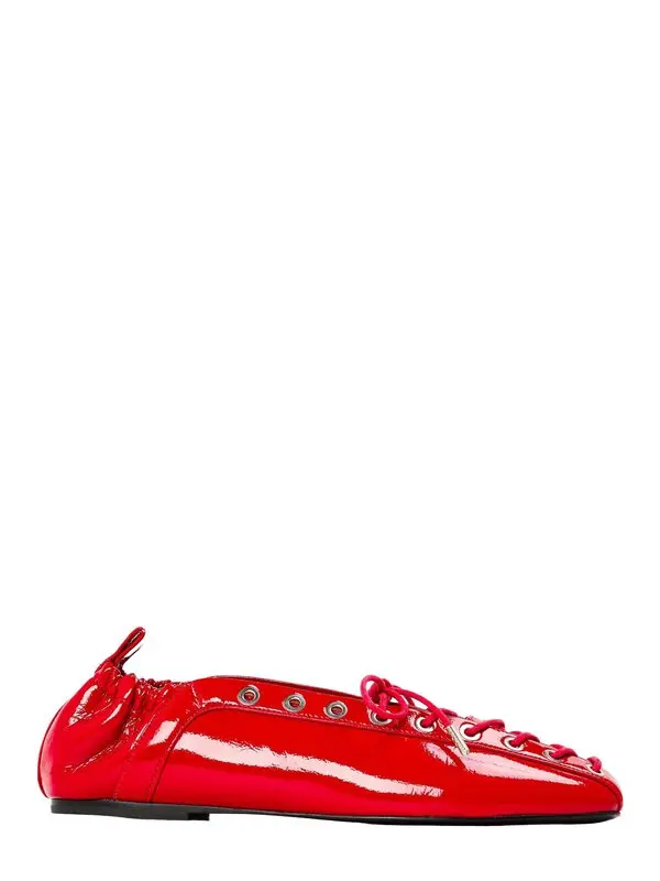 GANNI Lace Up Ballet Pumps - Red