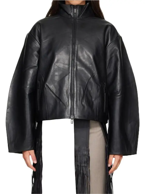 ST. AGNI Cocoon Leather Jacket - Black