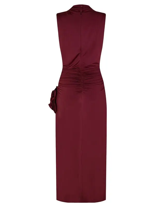 Magda Butrym Draped High Neck Midi Dress - Red