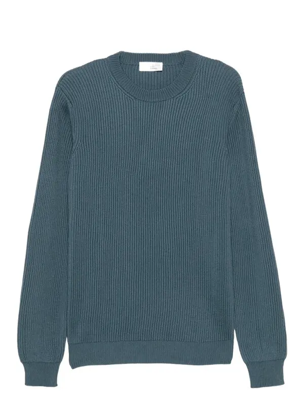 ROBERTO COLLINA Crew Neck Ribbed Sweater - Blue
