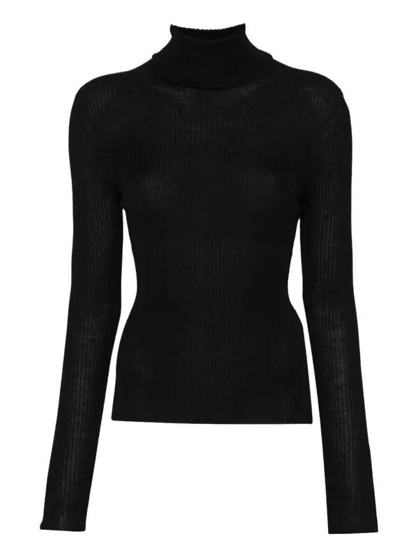 ROBERTO COLLINA High-neck Fine Knit Sweater - Black