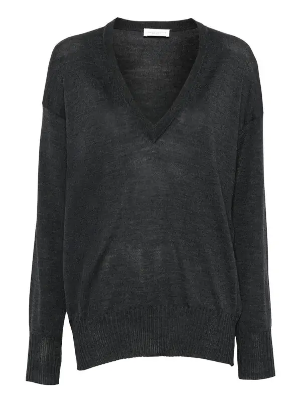 ROBERTO COLLINA V-neck Long Sleeve Sweater - Black
