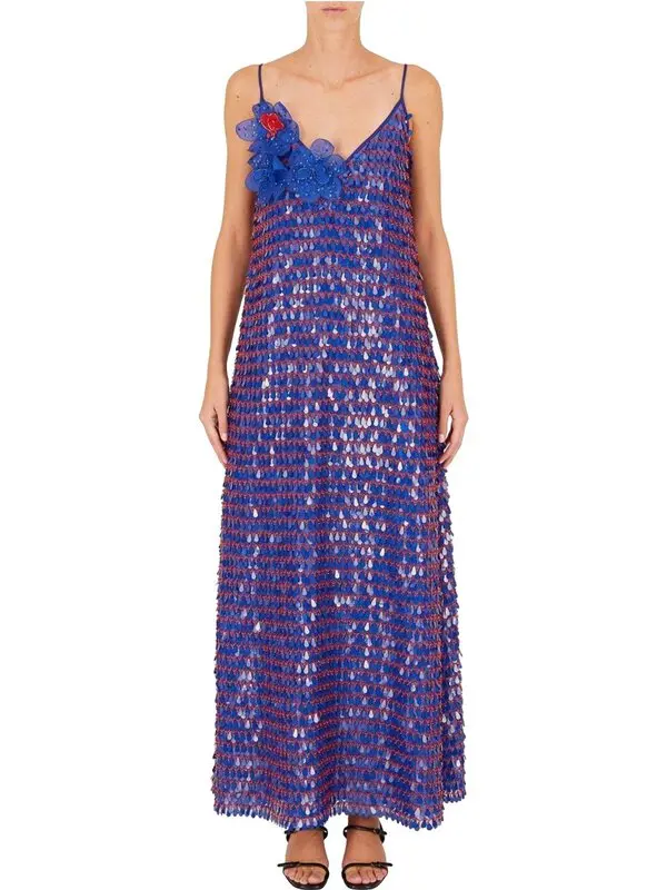 Emporio Armani Sequin Embellished Maxi Dress - Blue