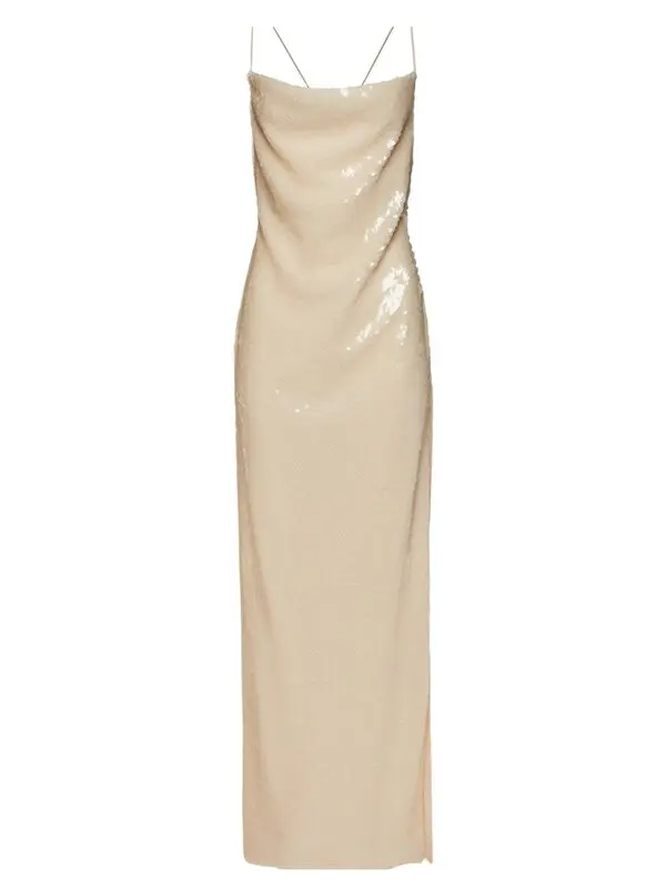 Magda Butrym Sequined Tulle Maxi Dress - Nude