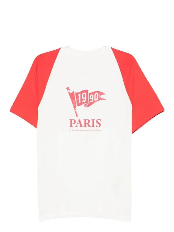 SYSTEM Raglan-sleeve Graphic-print T-shirt - White/red