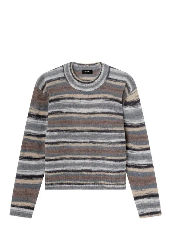 A.p.c. Striped Crew Neck Sweater - Grey