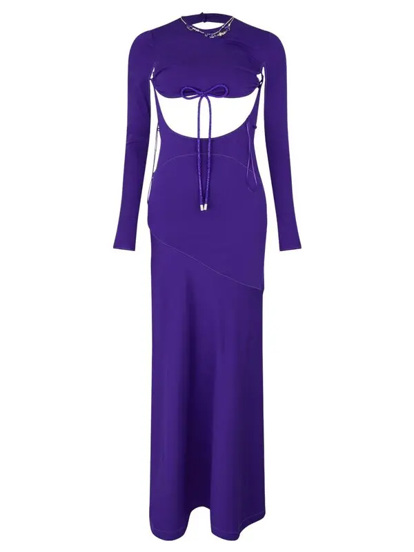 Off-White Long Sleeve Maxi Dress - Purple