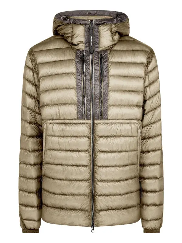 C.P. COMPANY Quilted Down Goggle Jacket - Olive Green