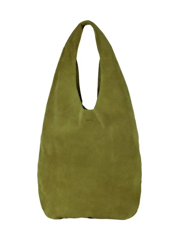 A.p.c. Neige Hobo Bag In Suede - Olive