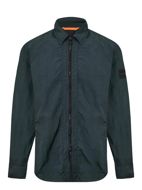 Hugo Boss Stand Collar Long Sleeve Zip-up Coat - Green
