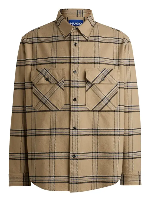 Hugo Boss Khaki Plaid Workwear Long-sleeve Shirt - Nude