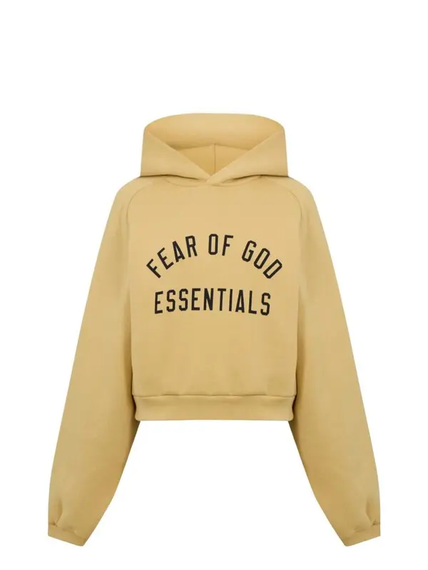 Fear Of God Logo Print Cropped Hoodie - Nude