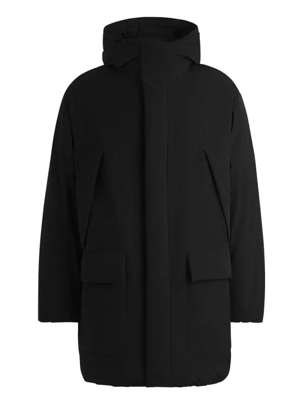 Hugo Boss Mid-length Parka Coat - Black