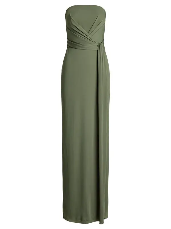 Ralph Lauren Strapless Twisted Bodice Gown - Green