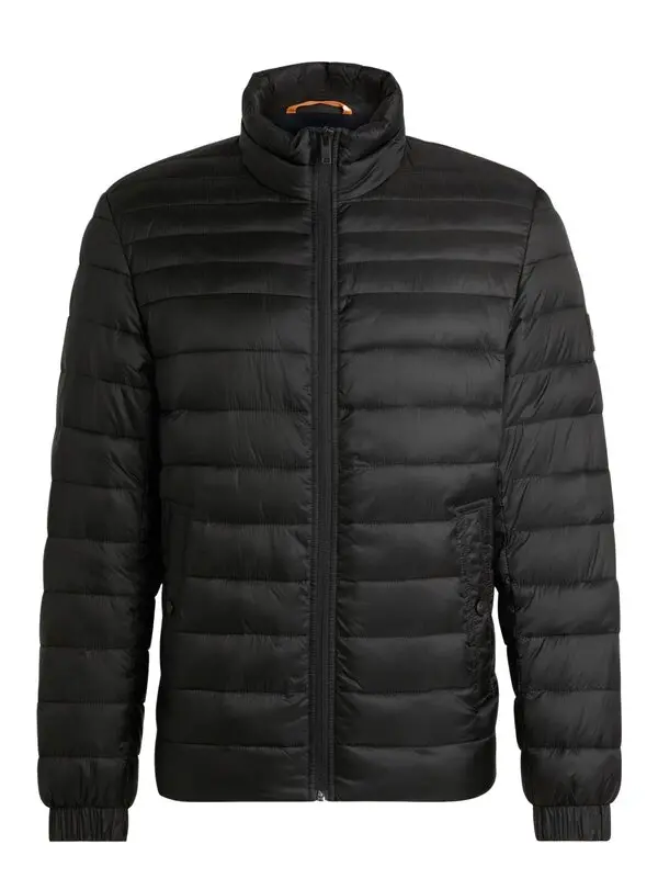 Hugo Boss Water-repellent Padded Jacket With Logo Badge - Black