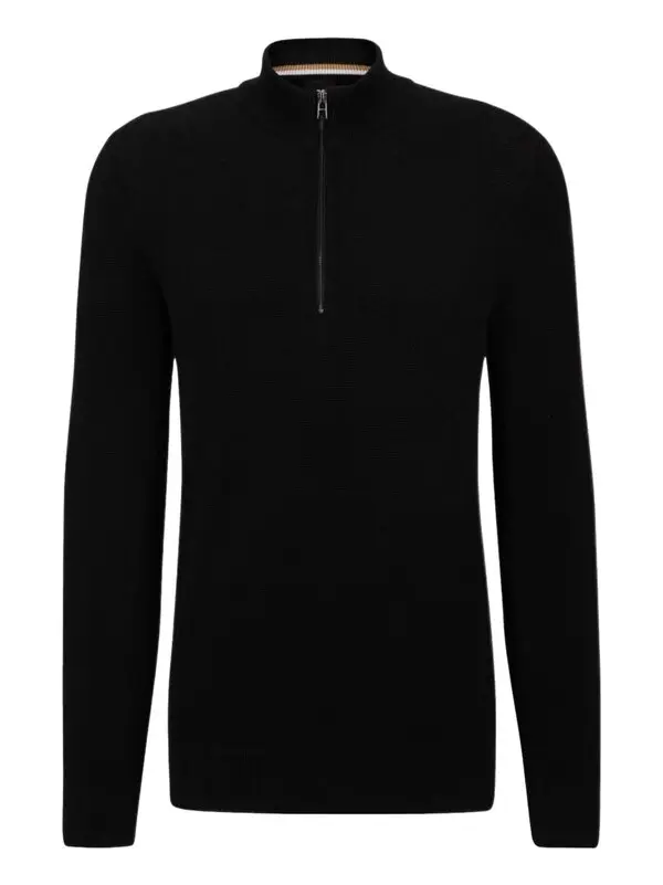 Hugo Boss Ebrando Zipped Crew Neck Jumper - Black