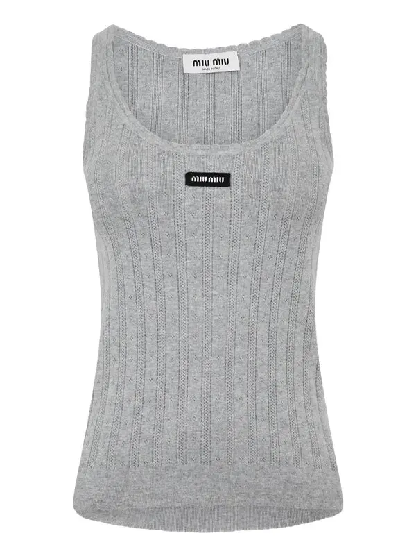 Miu Miu Textured Knit Vest - Grey