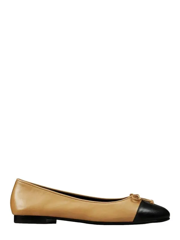 Tory Burch Cap-toe Ballet Flats With Bow Detailing - Nude