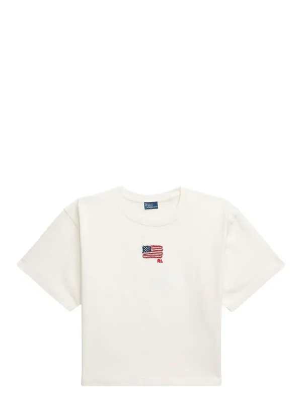 Polo Ralph Lauren Embroidered Flag Crewneck T-shirt - White