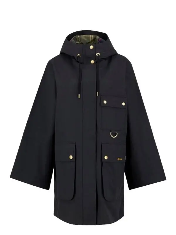 Barbour Long-sleeved Casual Jacket With Zip Closure And Hood - Black