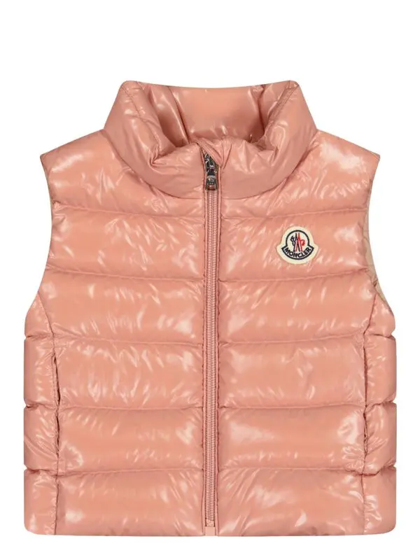 Moncler Logo Patch Puffer Vest - Pink