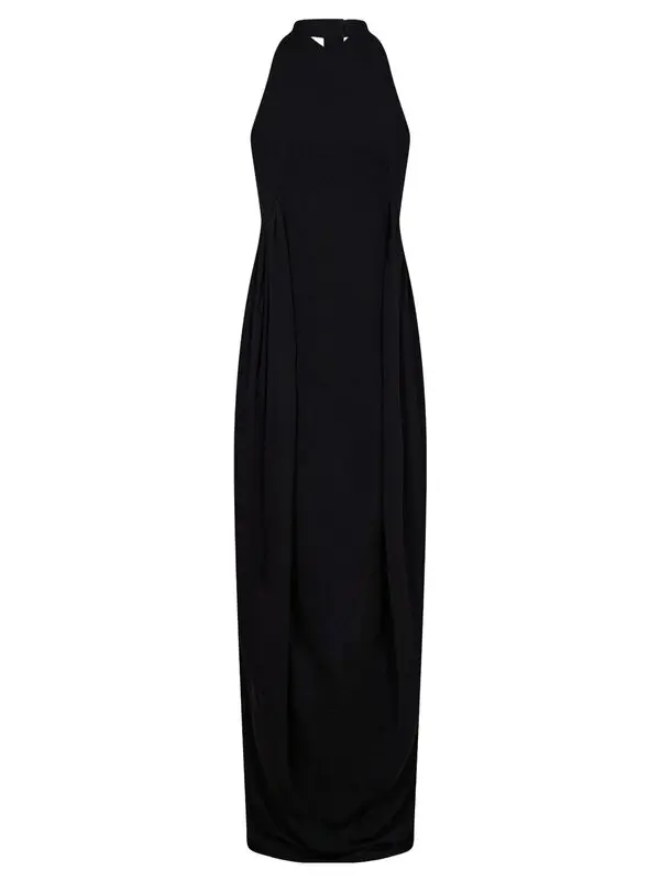 Givenchy Draped Crepe Halter Neck Gown - Black