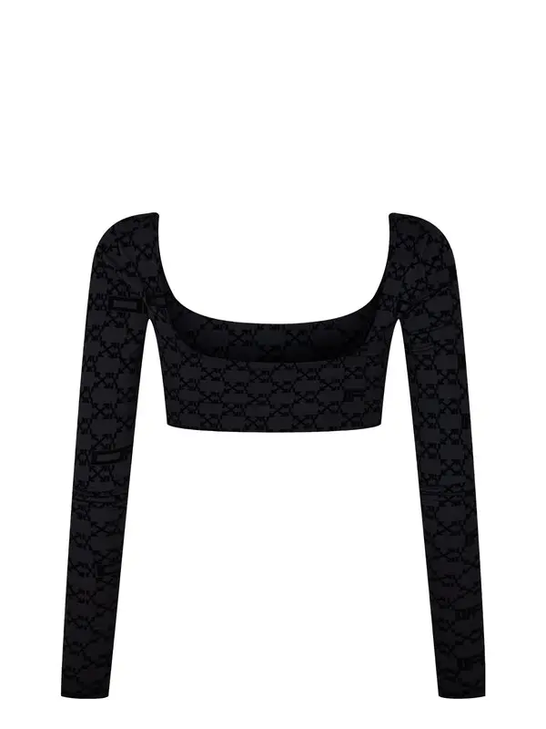 Off-White Monogram Long Sleeve Crop Top - Black