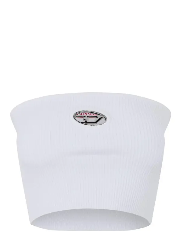 DIESEL® Fitted Strapless Logo Top - White