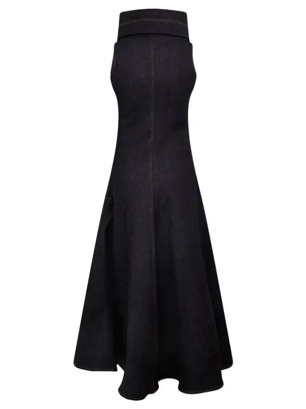 Jacquemus Sleeveless High Neck Denim Dress - Black