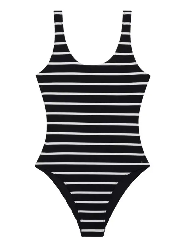 ANINE BING Sleeveless Striped Bodysuit - Black