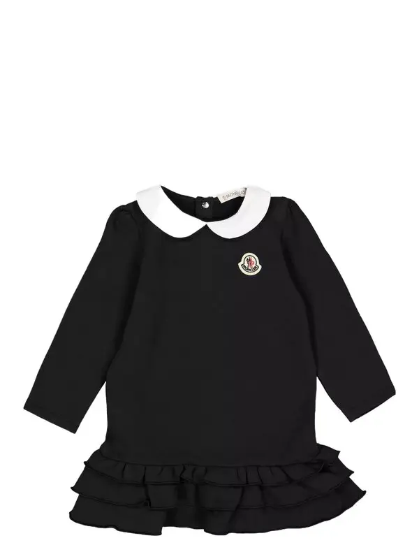 Moncler Logo Detail Ruffled Dress - Black