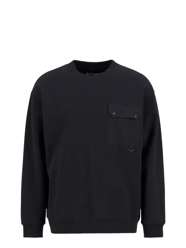 Barbour Leazes Crew Sweatshirt With Patch Pocket - Black