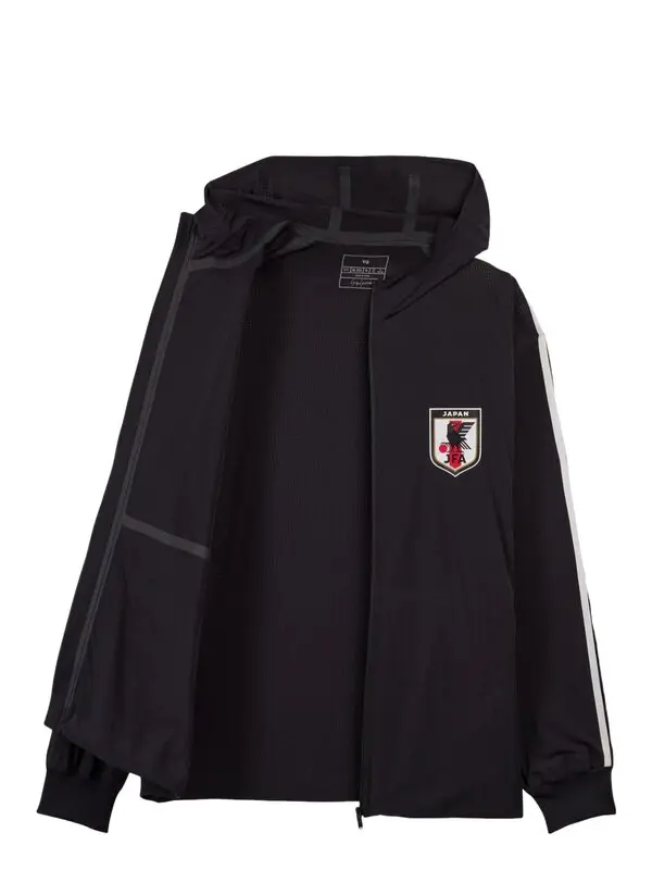 Y3 Zip Up Hooded Jacket With Sporty Stripes - Black