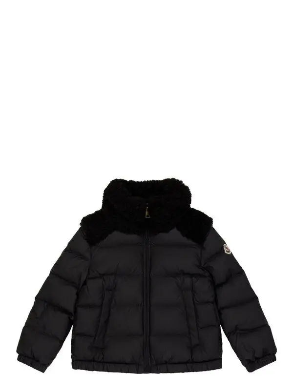 Moncler Quilted Down Jacket With Shearling Collar - Black