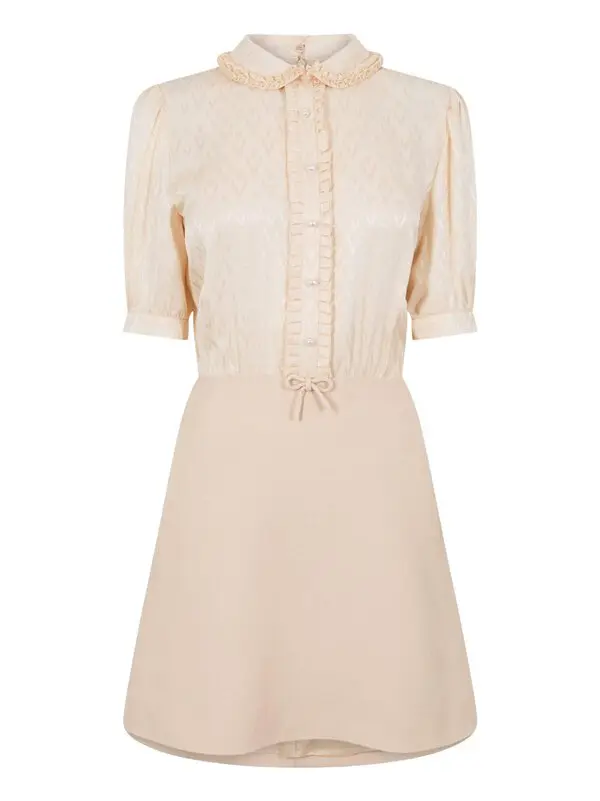 Valentino Garavani Crepe Couture Mini Dress With Ruffled Lapel And Bow - No