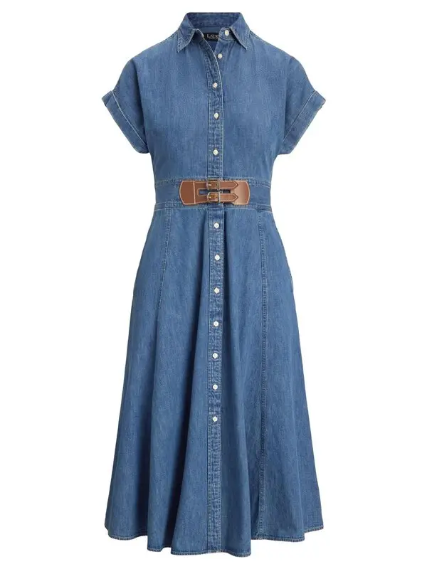 Ralph Lauren Denim Shirt Dress With Buckle Detail - Blue