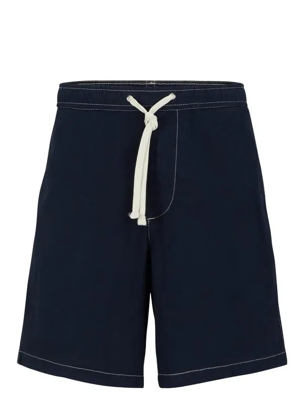 Hugo Boss Navy Cotton Drawstring Shorts - Black