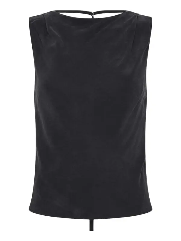 ST. AGNI Draped Open-back Sleeveless Blouse - Black