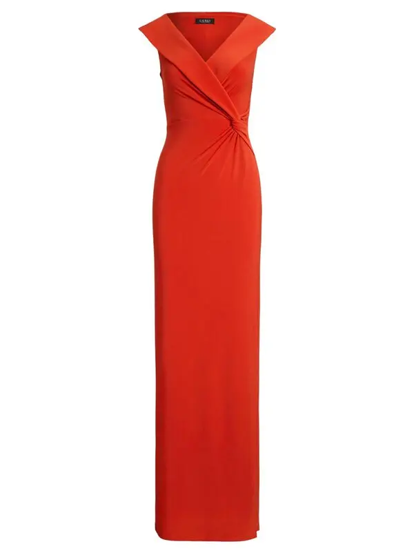 Ralph Lauren Sleeveless V-neck Gown - Red