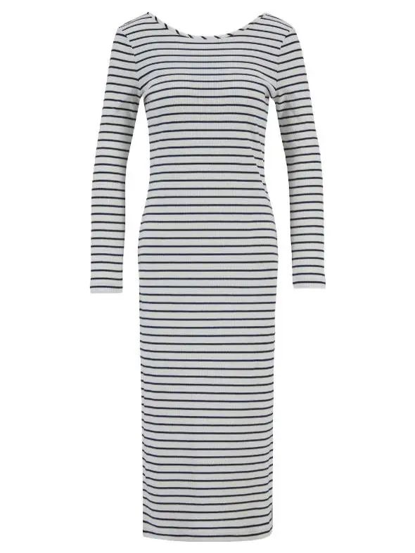 Barbour Long-sleeved Striped Midi Dress - Cloud Stripe