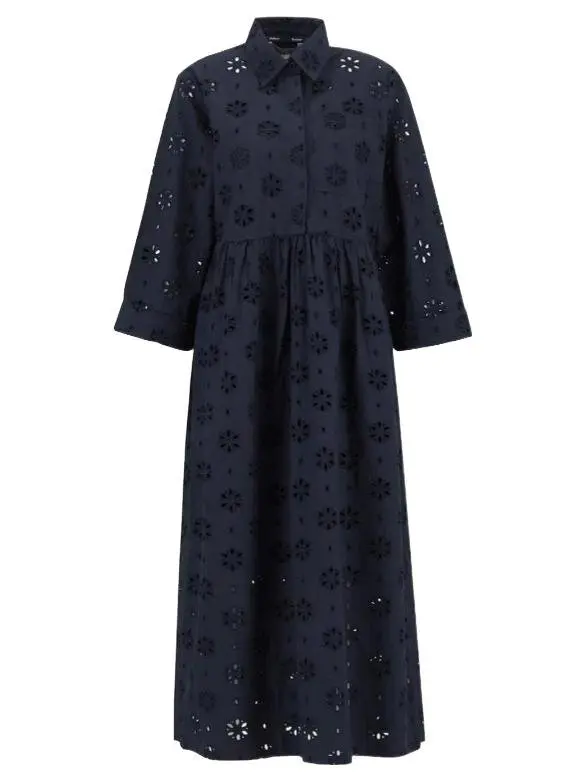 Barbour Melissa Broderie Anglaise Midi Dress - Navy