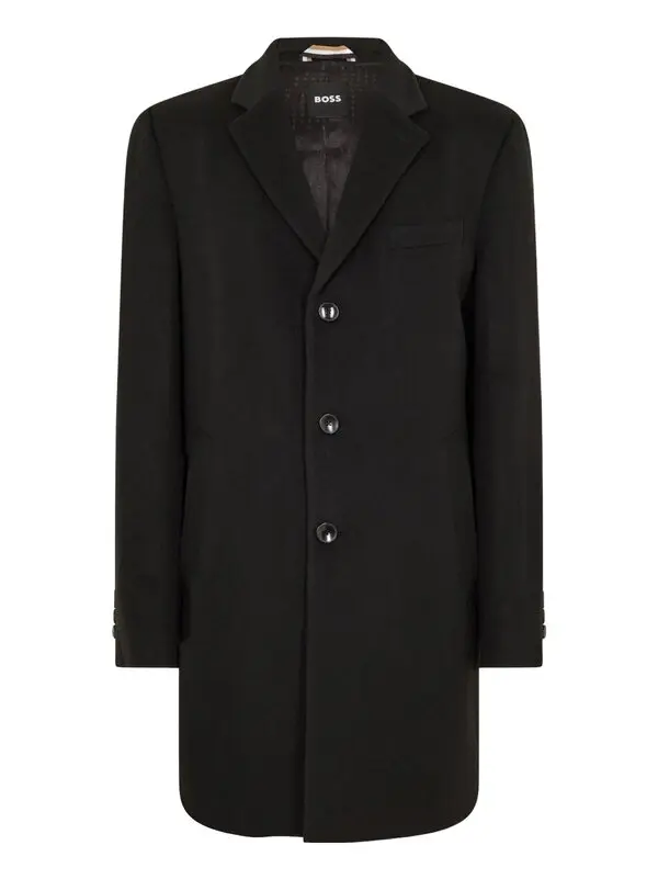 Hugo Boss Wool And Cashmere Coat - Black