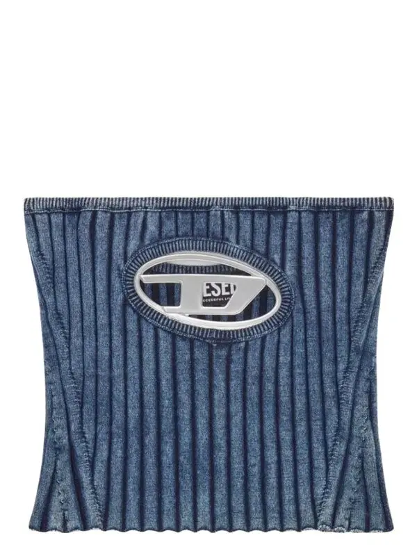 DIESEL® Logo Detail Ribbed Tube Top - Blue