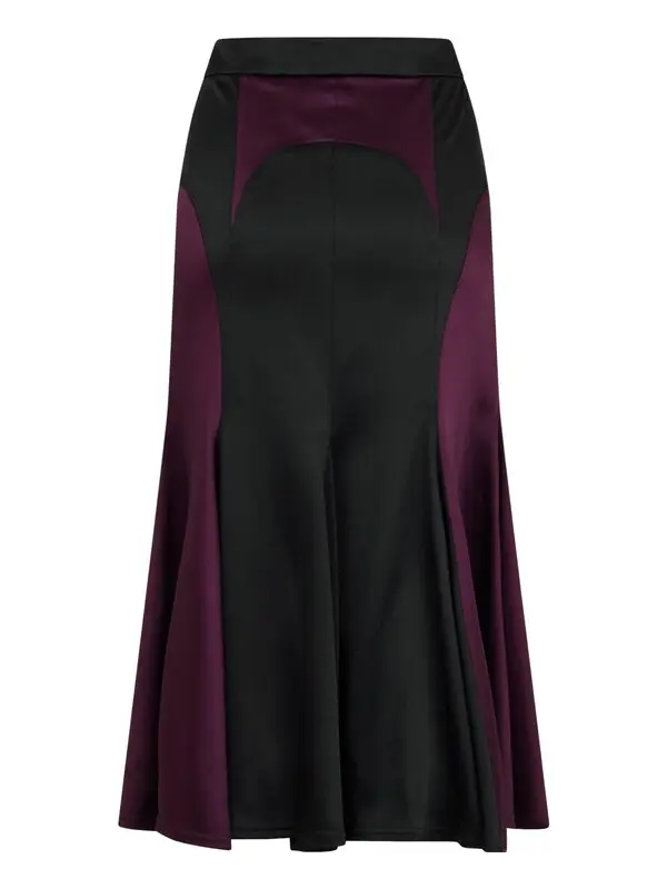 Off-White Satin Midi Skirt - Black